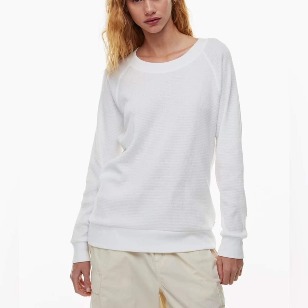 Tna Aritzia Waffle Raglan White Long Sleeve Shirt Siz… - Gem